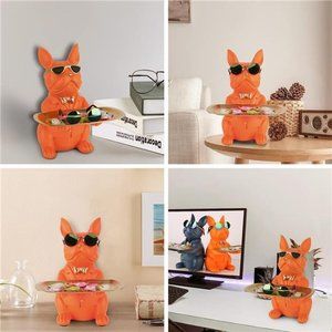 Art | Resin Bulldog Tray Statue Storage Key Holder Tray Sculpture Home ...